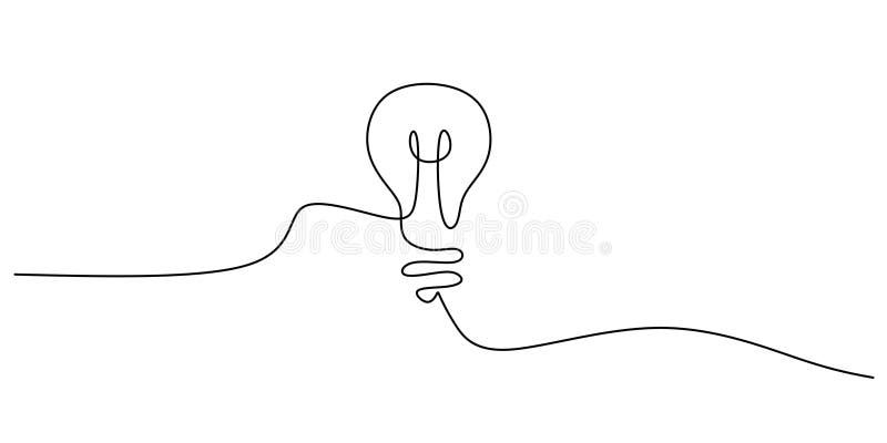 Idea Light Bulb Glow Single Line, Creative Solution Spark Stock ...