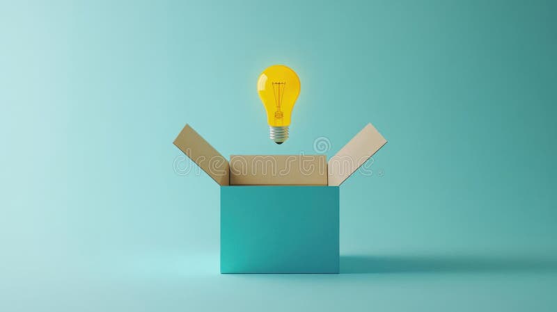 Idea with Light Bulb, Innovation, Box, and Concept Stock Illustration ...