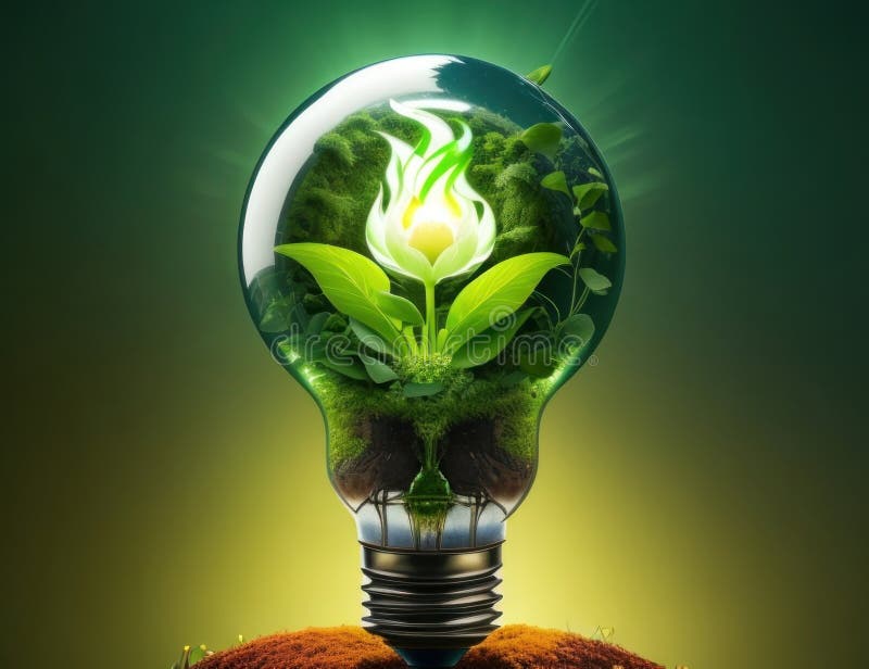 Idea Light Bulb with Natural Growth, Concept, Creativity in Restoring ...