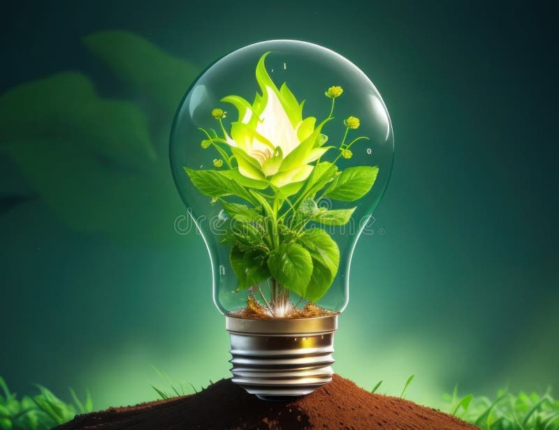 Idea Light Bulb with Natural Growth, Concept, Creativity in Restoring ...