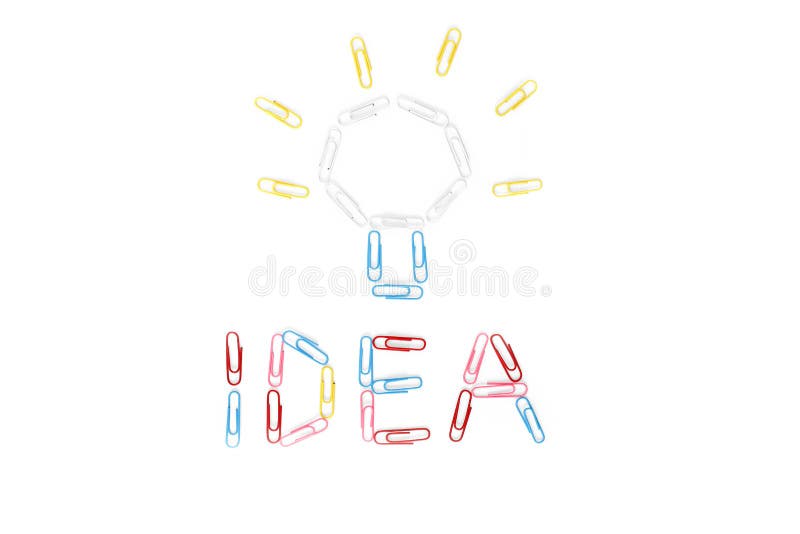 The Idea and Light Bulb Out of Paper Clips Stock Photo - Image of ...