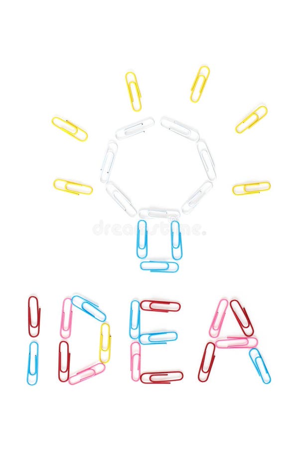 The Idea and Light Bulb Out of Paper Clips Stock Photo - Image of ...