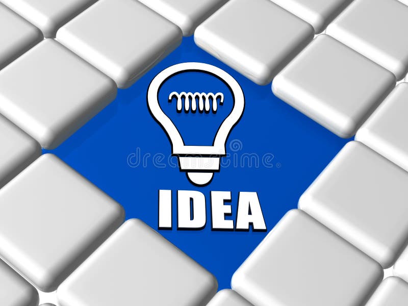 Idea and Light Bulb Sign in Boxes Stock Illustration - Illustration of ...
