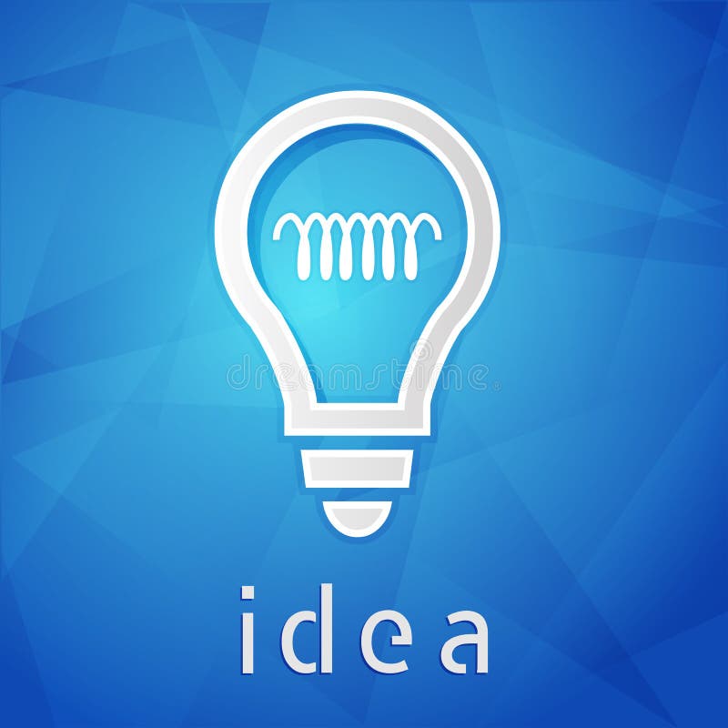 Idea and Light Bulb Sign Over Blue Background, Flat Design Stock ...