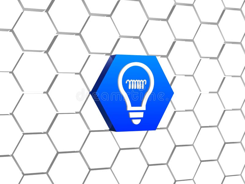 Idea - Light Bulb Symbol in Blue Hexagon Stock Illustration ...