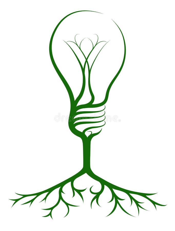 Tree with light bulb roots stock vector. Illustration of bulb - 58932717
