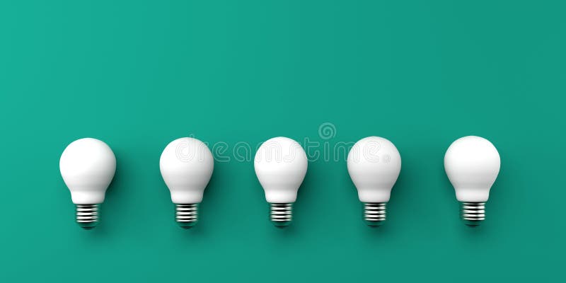Idea Light Bulbs - Flat Lay - 3D Stock Illustration - Illustration of ...