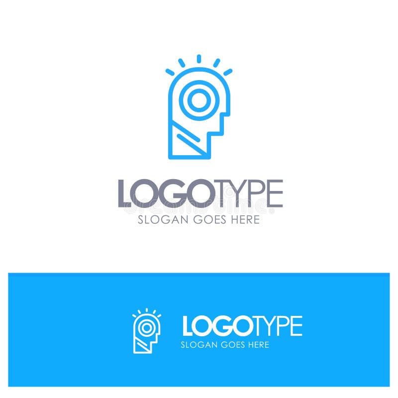 Idea, Light, Man, Hat Blue OutLine Logo with Place for Tagline Stock ...