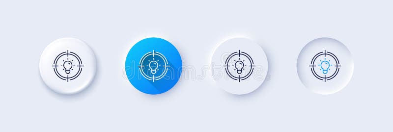 Idea Line Icon. Light Bulb or Lamp in Target Sign. Line Icons. Vector ...