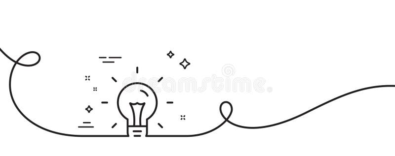 Idea Line Icon. Light Bulb Sign. Continuous Line with Curl. Vector ...