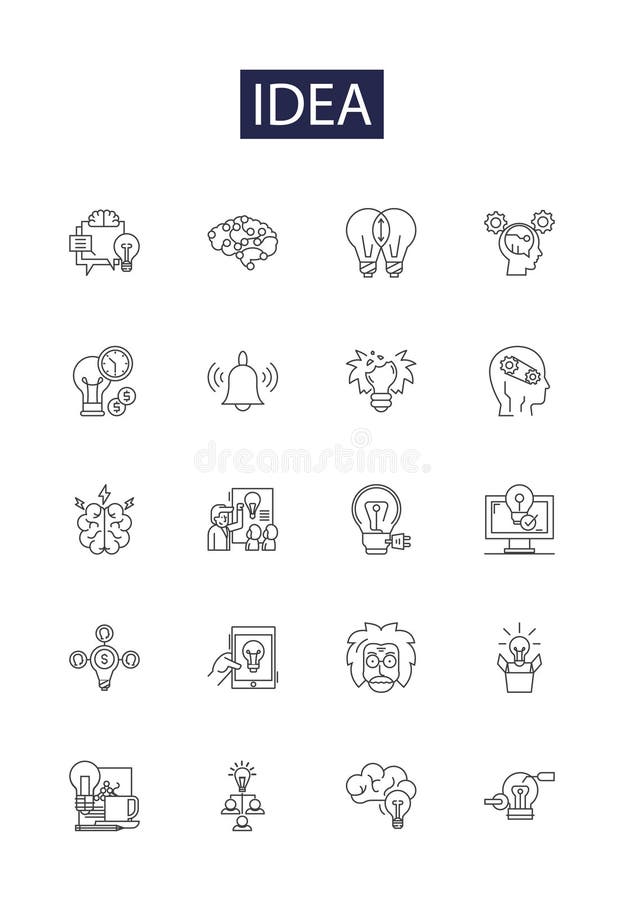 Idea Line Vector Icons and Signs. Notion, Thought, Inspiration, Plan ...