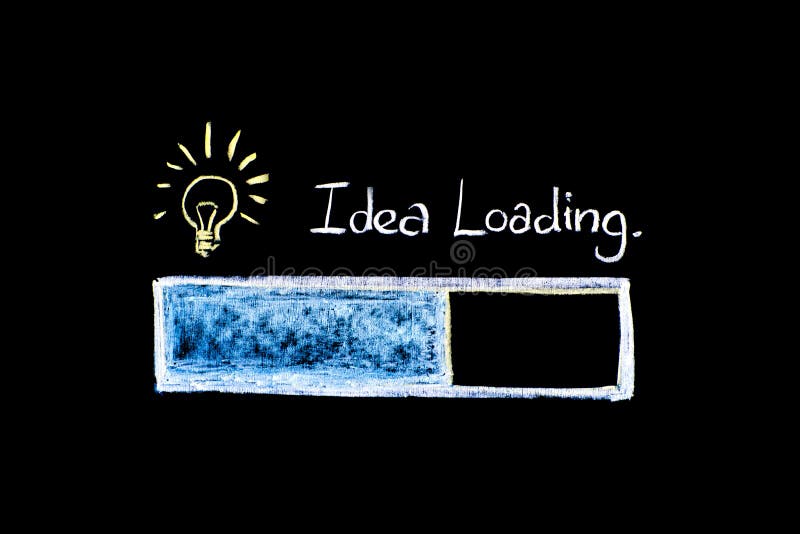 Idea Loading - Sketch Concept on Chalkboard Stock Image - Image of ...