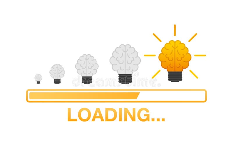 Idea Loading Concept with Idea Brain Processed on a Lightbulb Bar ... Idea Loading Concept with Idea Brain Processed on a Lightbulb Bar ...