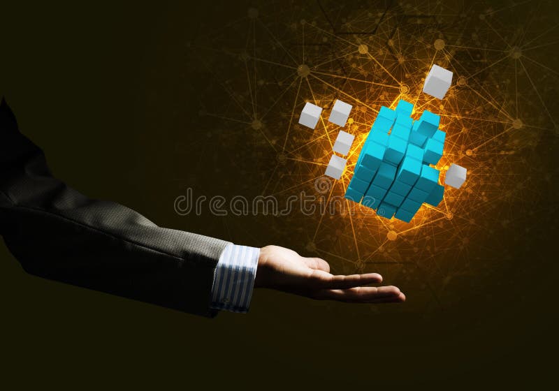 Idea of New Technologies and Integration Presented by Cube Figure Stock ...