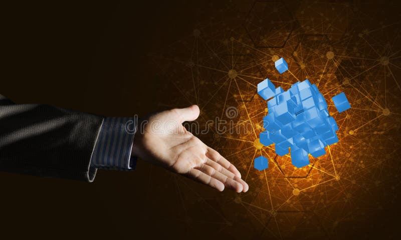 Idea of New Technologies and Integration Presented by Cube Figure Stock ...