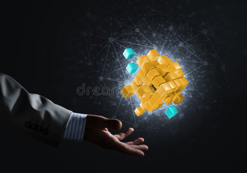 Idea of New Technologies and Integration Presented by Cube Figure Stock ...
