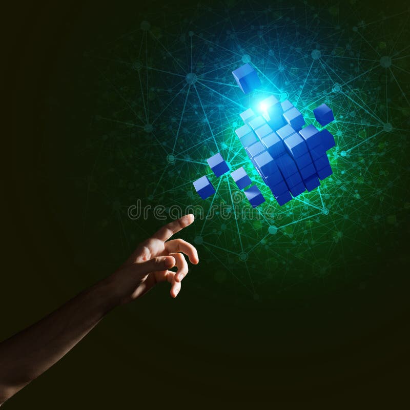 Idea of New Technologies and Integration Presented by Cube Figure Stock ...