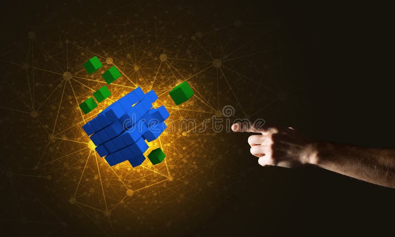 Idea of New Technologies and Integration Presented by Cube Figure Stock ...