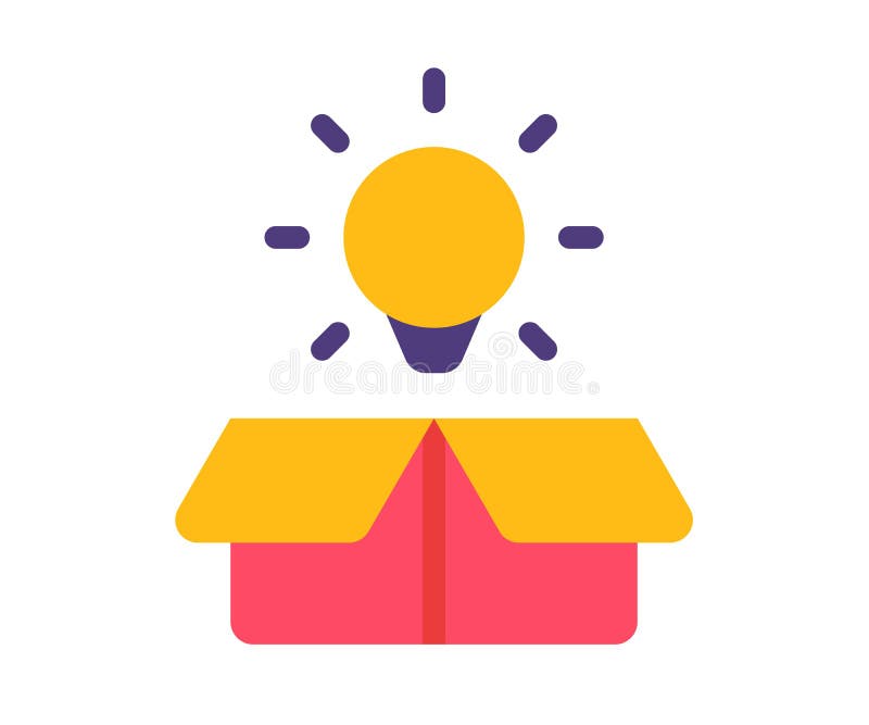 Idea Out of Box Light Bulb Single Isolated Icon with Flat Style Stock ...