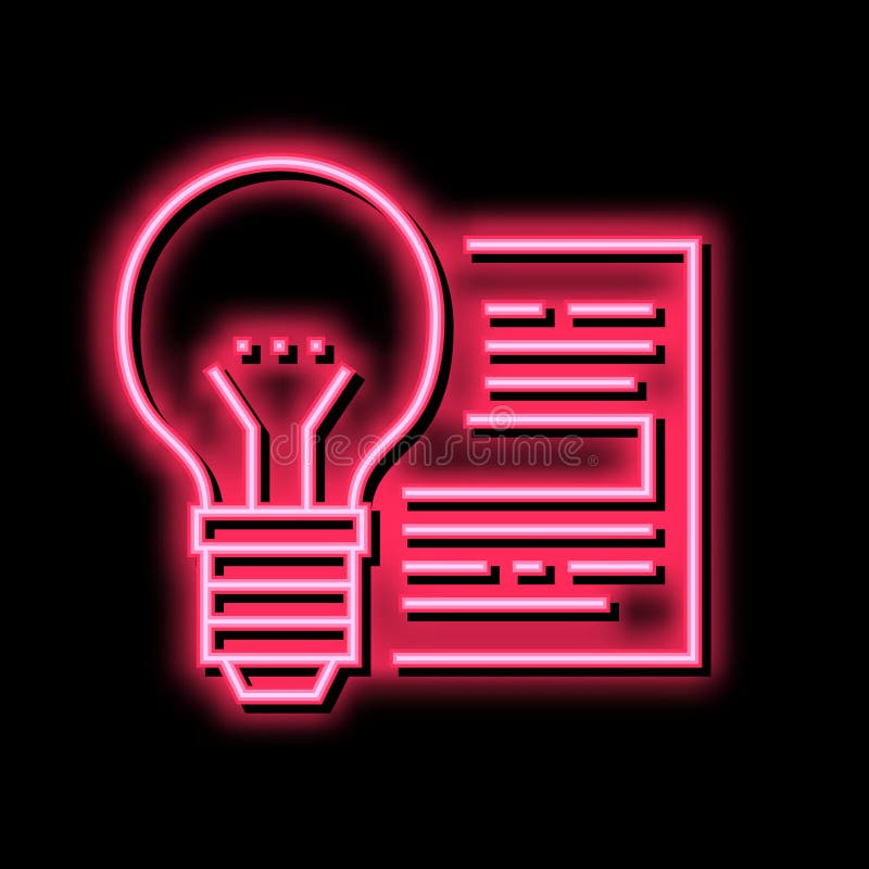 Idea on Paper List Neon Glow Icon Illustration Stock Vector ...