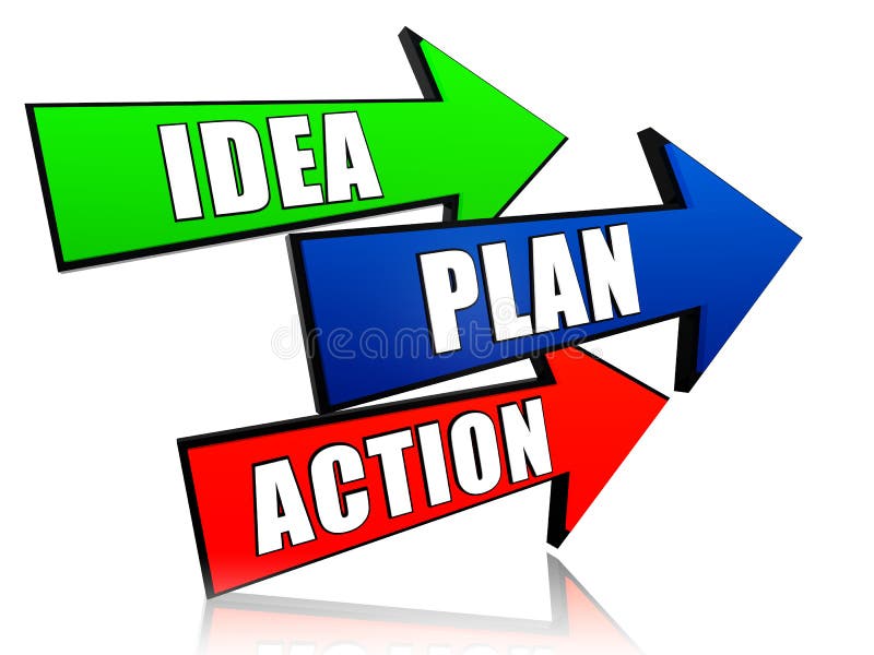 Action and plan in arrows stock illustration. Illustration of intention ...