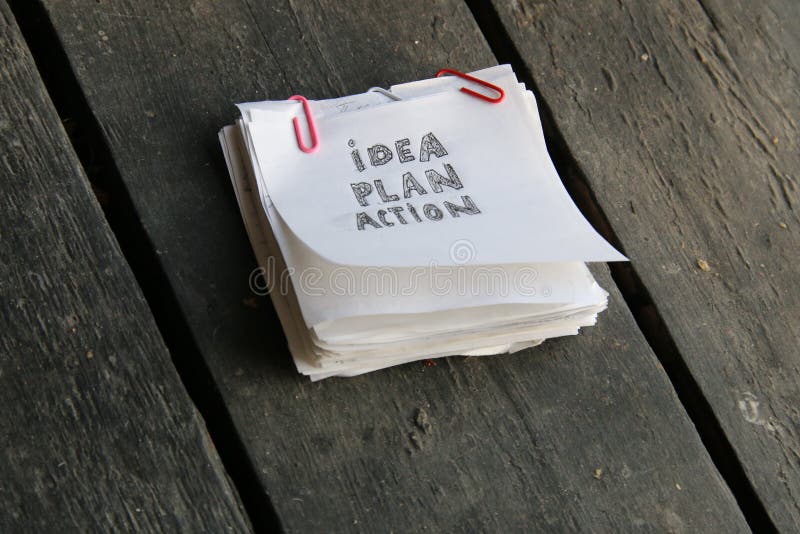 Idea Plan Action Concept, Inscription on a White Sheet of Paper Stock ...