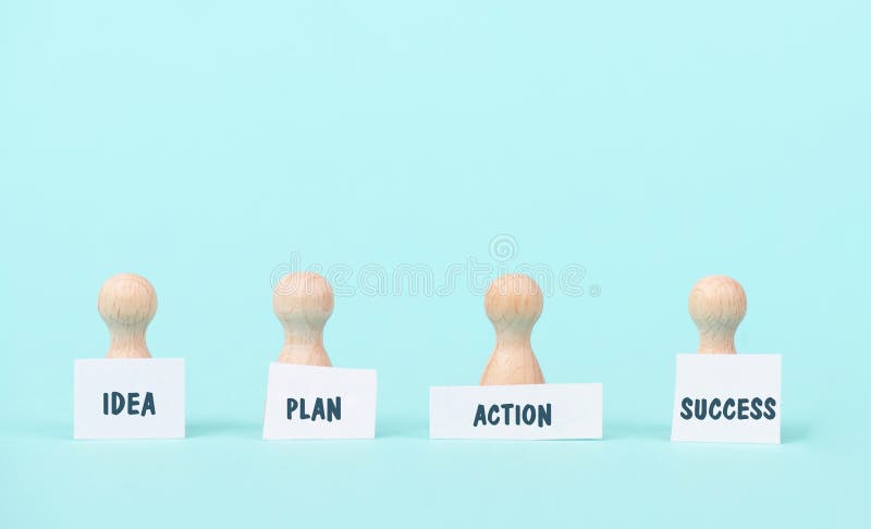 Idea, Plan, Action and Success, Next Step in Progress, New Goal and ...