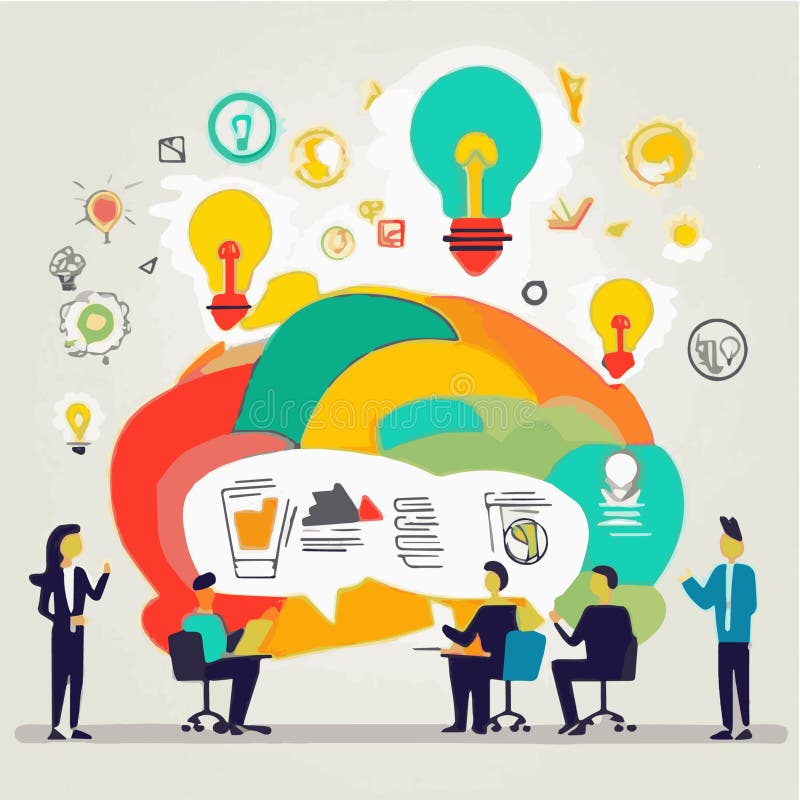Engaging Team Fosters Innovation through Creative Idea Discussions in Meetings Stock Vector ...