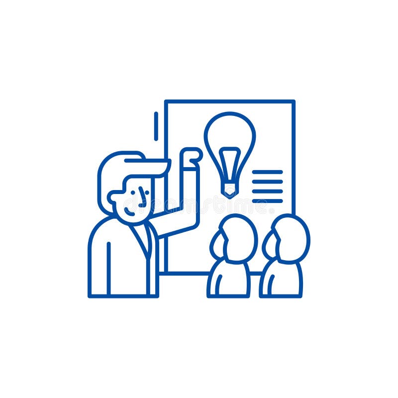 Idea Presentation Line Icon Concept. Idea Presentation Flat Vector ...