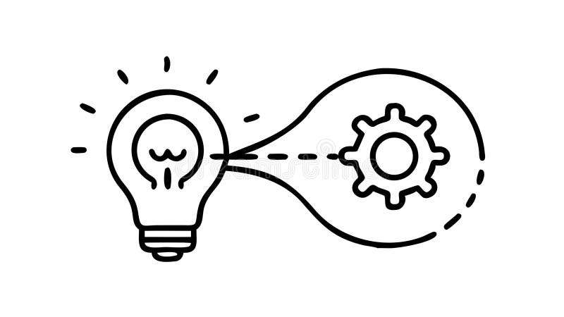 Idea Process Gear Icon, Innovation Workflow and Development, Vector ...