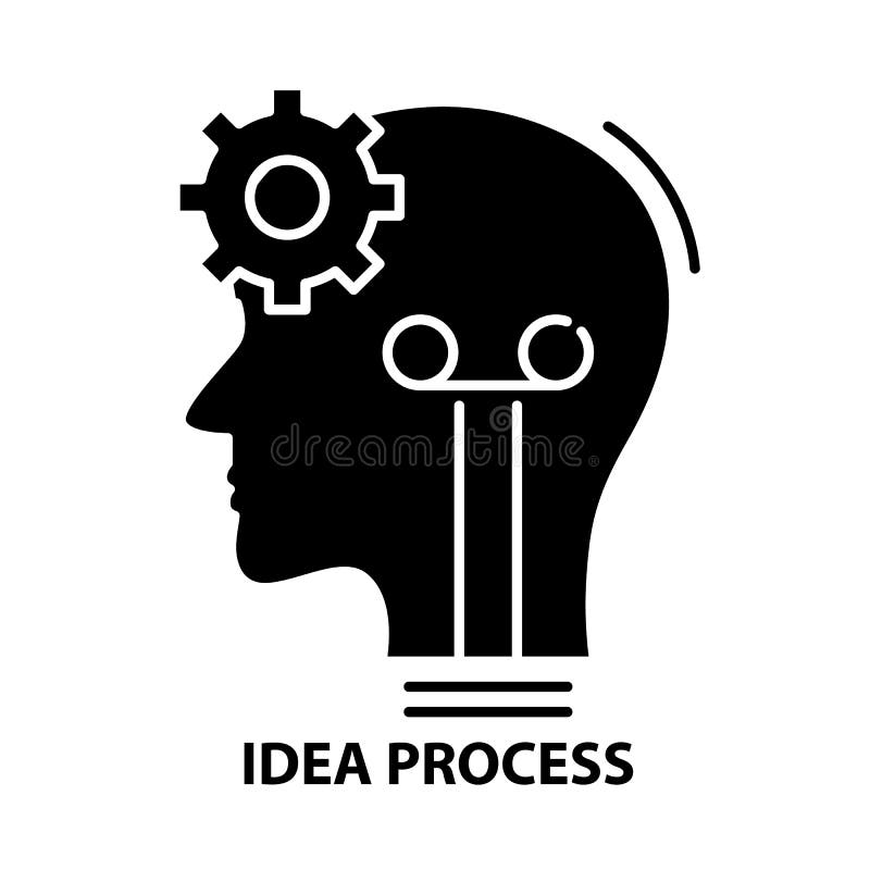 Idea Process Icon, Black Vector Sign with Editable Strokes, Concept ...