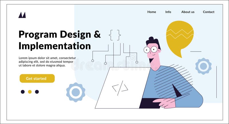 Idea Programming Coding Testing Launching Landing Page Heading Concept ...