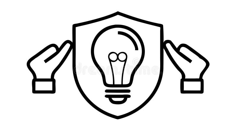 Idea Protection Security Icon, Intellectual Property Safety, Vector ...