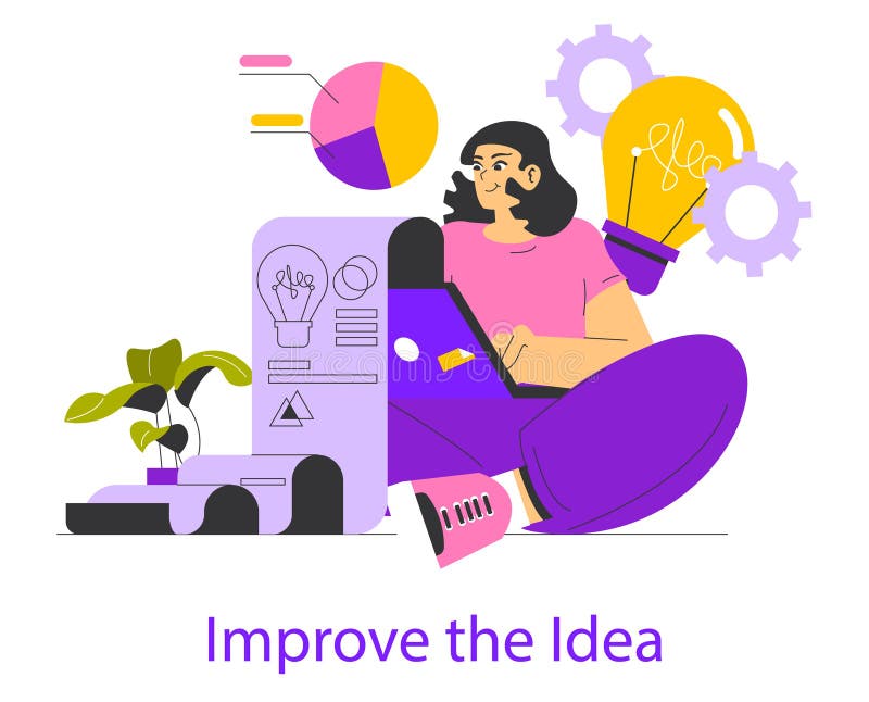 Idea Realization. Flat Vector Illustration Stock Vector - Illustration of growth, analysis ...