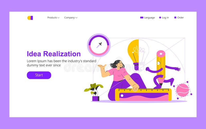 Idea Realization. Flat Vector Illustration Stock Illustration ...