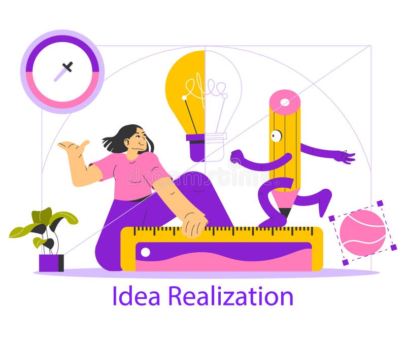 Idea Realization. Flat Vector Illustration Stock Vector - Illustration of tools, realization ...
