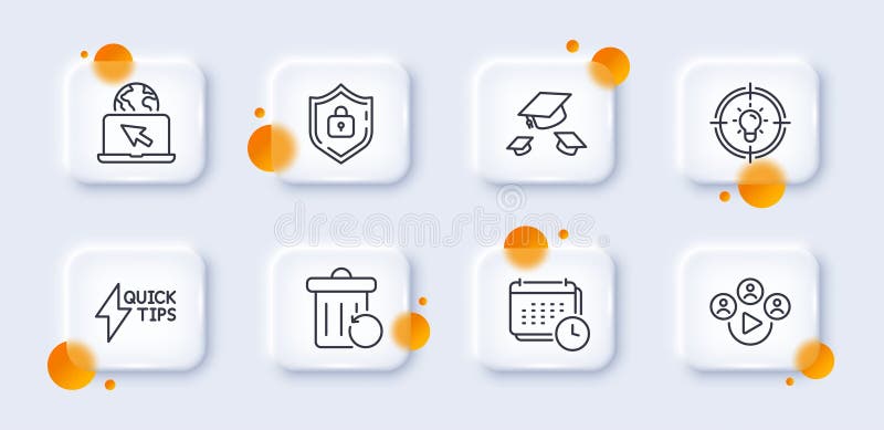 Idea, Recovery Trash and Internet Line Icons Pack. for Web App. 3d ...