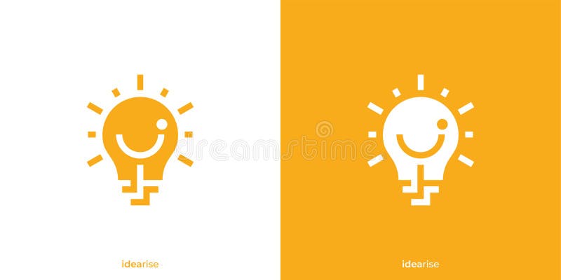 Idea Rise Logo Designs. Abstract Happy Light Bulb with Line Art Outline ...