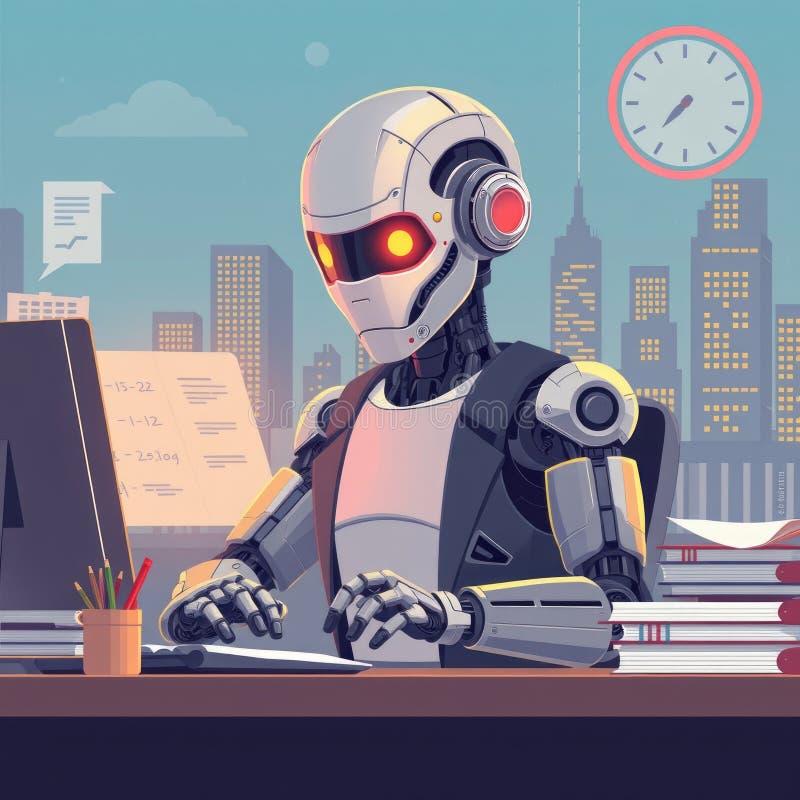 Idea of Robots Taking Over Human Jobs, Robot Writing Generative Art ...