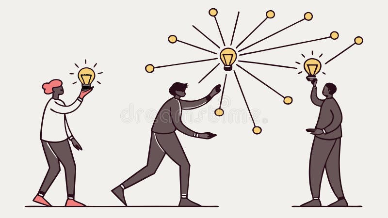 Idea Sharing People Lightbulbs Vector Collaboration Concept, Vector ...