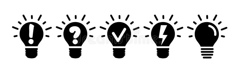 The Idea of a Shining Light Bulb. Question Mark, Lightning. Electricity ...