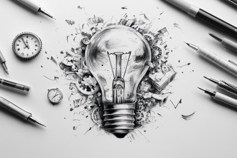 Idea Sketch Gears Time stock illustration. Illustration of development ...