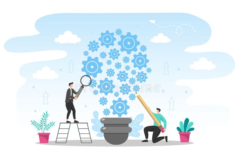 Idea Startup Flat Illustration of Business Development Process ...