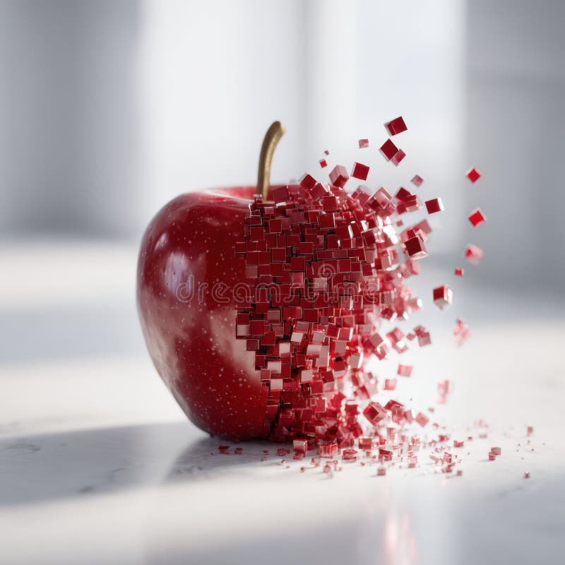 An Idea for a Still Life of an Apple Turning into Pixels Generative AI ...