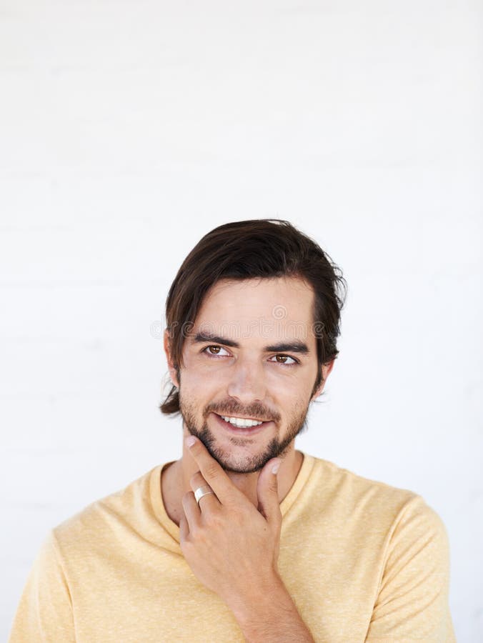 Idea, Studio Mockup and Man Thinking, Pensive and Focus on ...