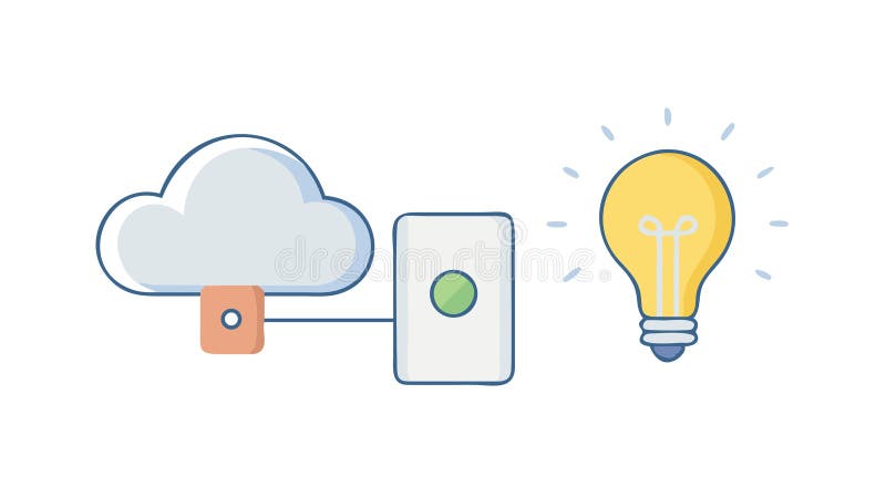 Idea Synchronization Icon Vector with Lightbulb and Cloud, Vector ...