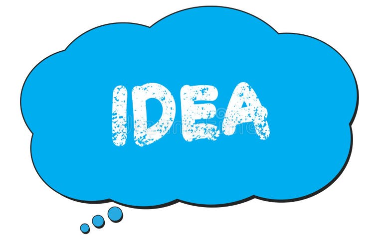 IDEA Text Written on a Blue Thought Bubble Stock Illustration ...