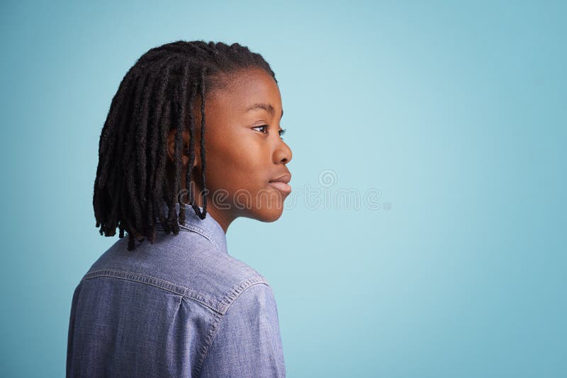 Idea, Thinking and Black Boy Kid in Studio with Why, Questions or ...