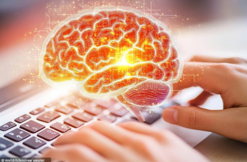 The Idea of Thinking, Intertwined with a Backdrop that Includes Brain Processes, CPU Operations ...