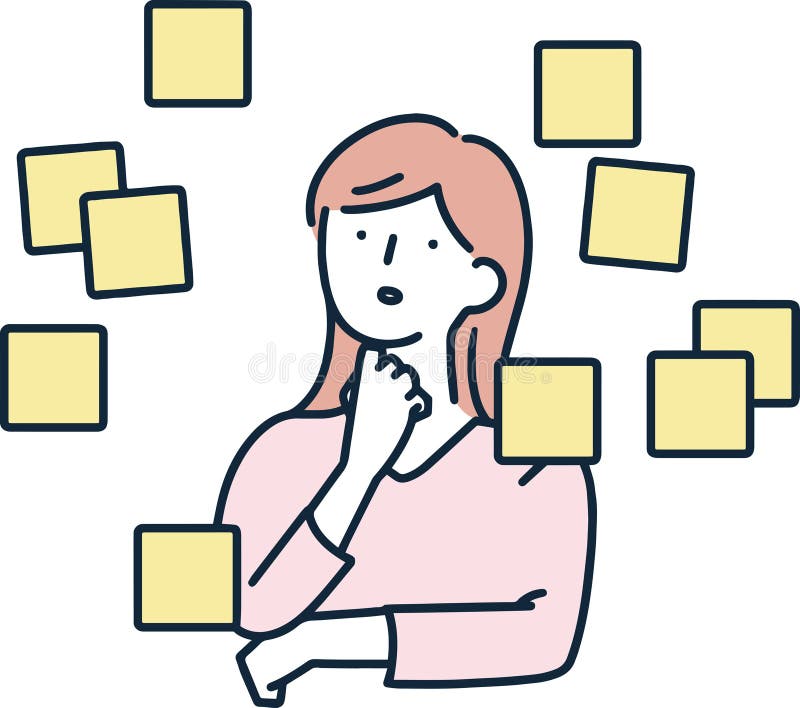 Idea Thinking Woman Simple Illustration Stock Vector - Illustration of ...